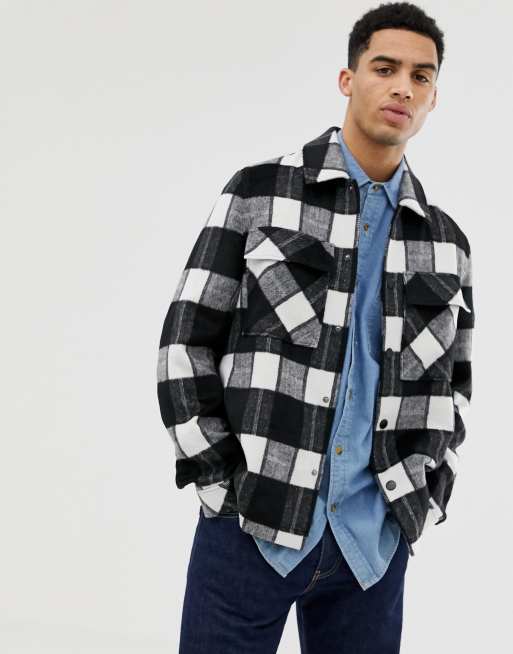 Schwarz Weiss Karierte Jacke