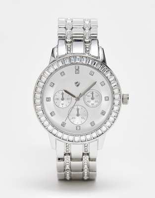 ASOS DESIGN unisex chunky bracelet watch with crystal detailing in ...