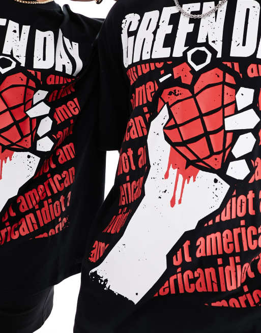 ASOS DESIGN unisex oversized license band tee in black with Green Day ...
