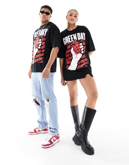 ASOS DESIGN unisex oversized license band tee in black with Green Day ...