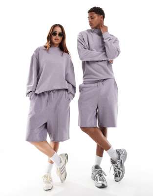 ASOS DESIGN unisex oversized shorts in washed lilac - part of a set | ASOS