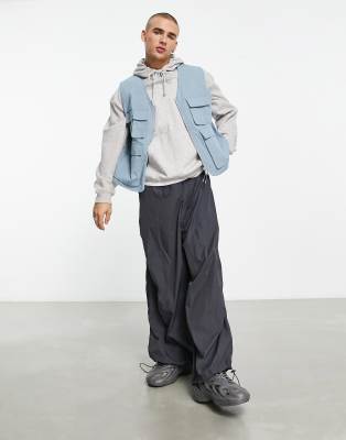 ASOS DESIGN utility gilet with pockets in light blue | ASOS