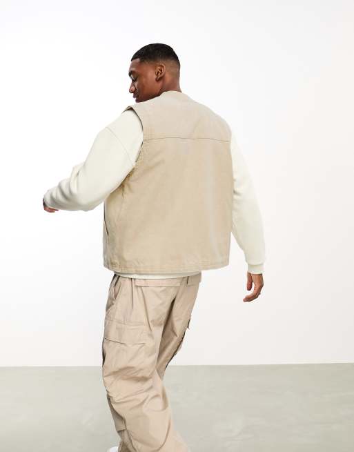 ASOS DESIGN utility vest in washed stone | ASOS