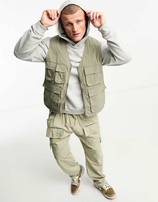 ASOS DESIGN utility vest with pockets in khaki | ASOS