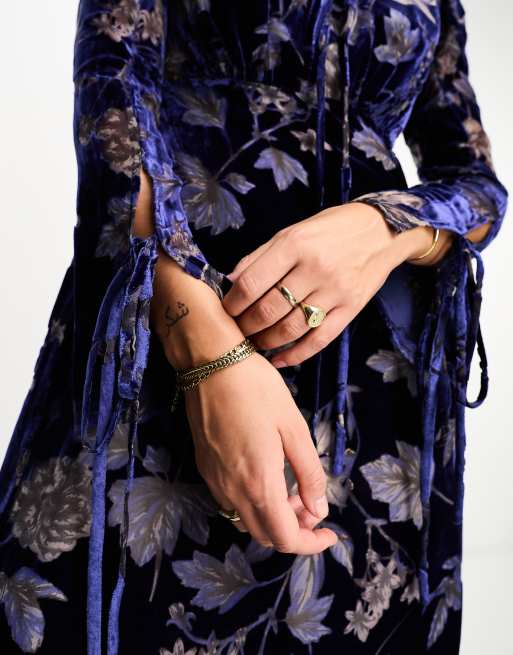 ASOS DESIGN velvet maxi dress in blue floral burnout | ASOS
