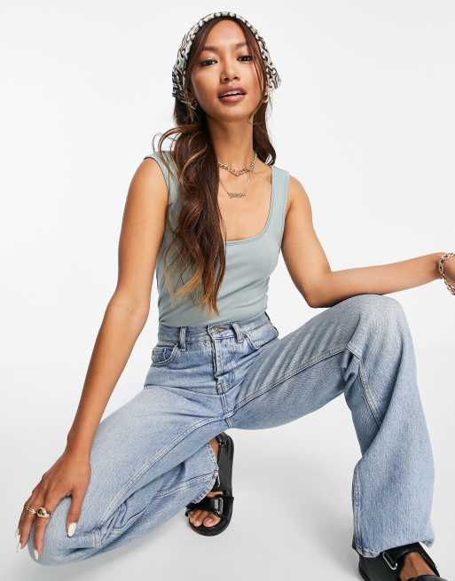 Asos Design Vest With Scoop Front And Back In Sage Asos