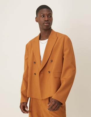 ASOS DESIGN - Veste de costume coupe carrée en aspect lin - Rouille | ASOS