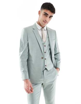 ASOS DESIGN - Veste de costume de mariage ajustée - Vert texturé | ASOS