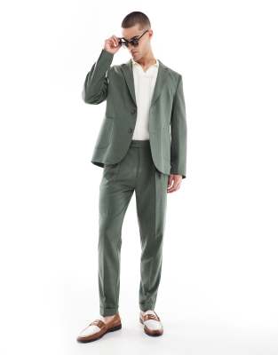 ASOS DESIGN - Veste de costume estivale ajustée à motif hachuré - Vert ...