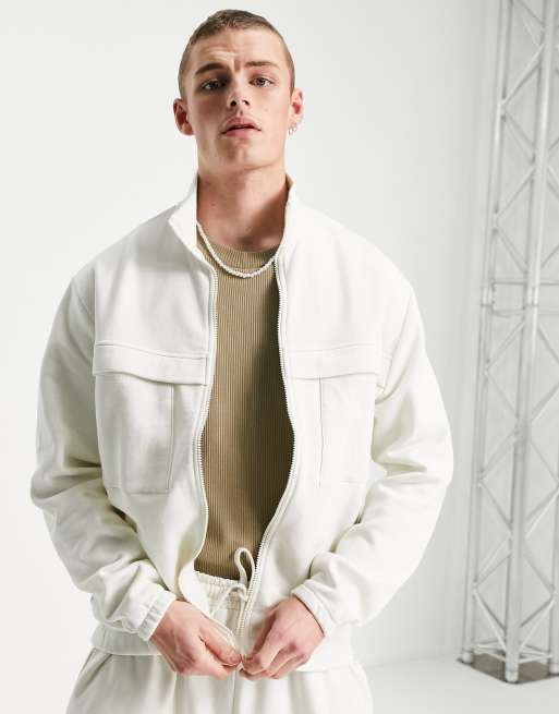 Asos Design Veste De Survêtement Densemble Oversize élégante Blanc