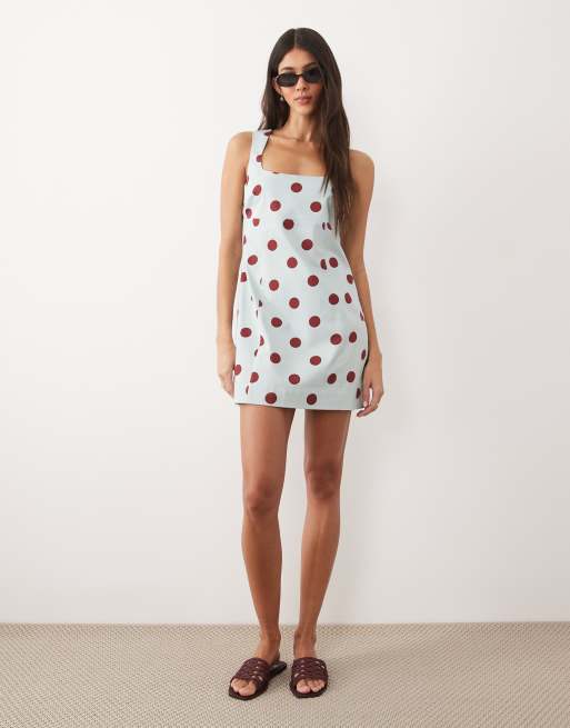 ASOS DESIGN - Vestido veraniego corto azul ajustado con estampado de ...