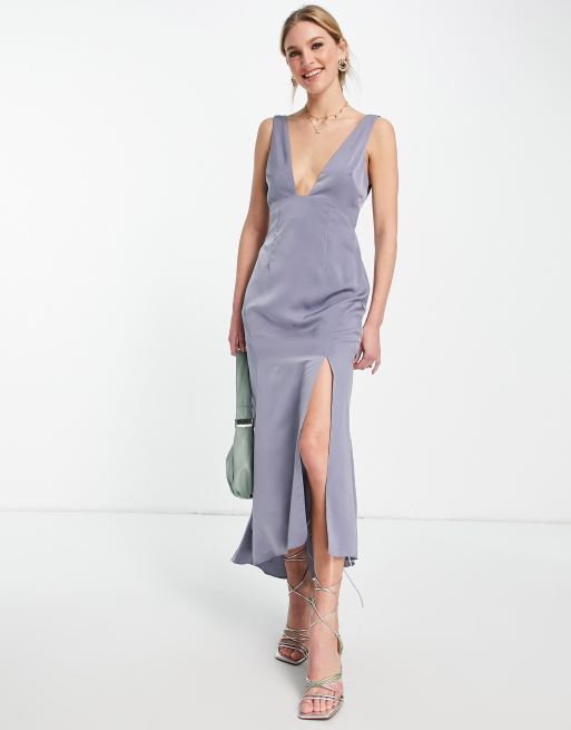 Asos Design Vestito Sottoveste Taglio Sbieco Con Scollo Squadrato In