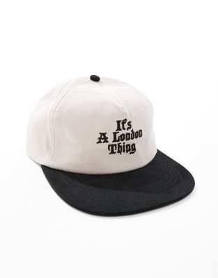 ASOS DESIGN Vintage varsity skate London cap with ecru and contrast ...