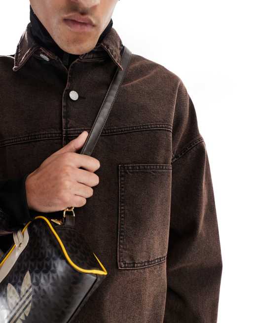 ASOS DESIGN volume oversized boxy jacket in brown wash - part of a set ...
