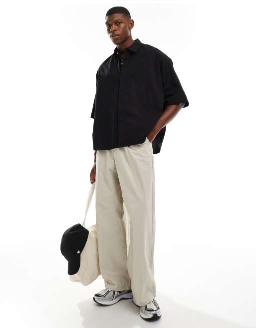 ASOS DESIGN volume oversized boxy shirt with clean details in black | ASOS