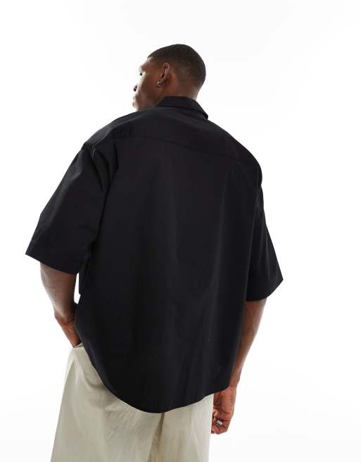 ASOS DESIGN volume oversized boxy shirt with clean details in black | ASOS