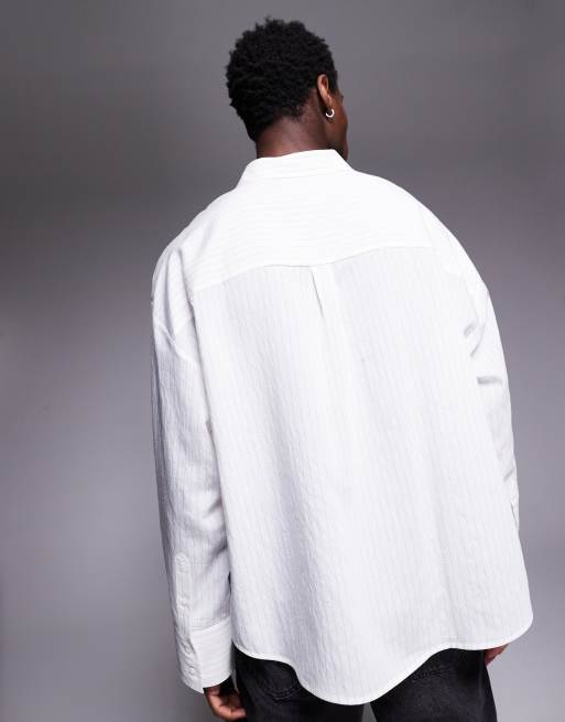 ASOS DESIGN volume oversized pinstripe shirt in white | ASOS