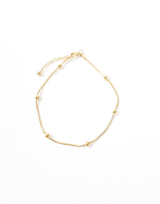 ASOS DESIGN waterproof stainless steel anklet with dot chain design in ...
