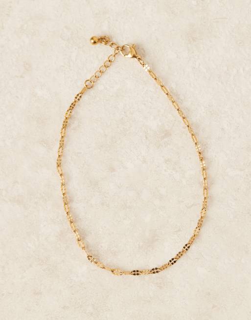 ASOS DESIGN waterproof stainless steel anklet with paper-chain design ...
