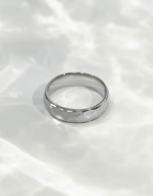 ASOS DESIGN waterproof stainless steel band ring with textured ...