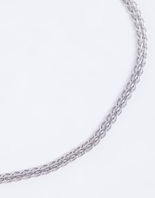 ASOS DESIGN waterproof stainless steel braided chain bracelet in silver ...