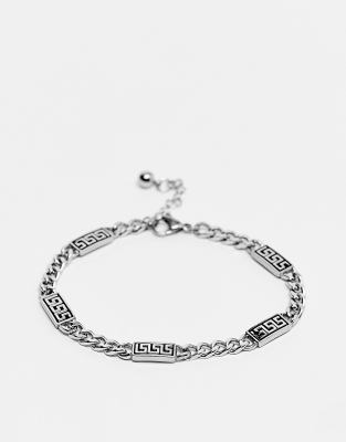ASOS DESIGN waterproof stainless steel chain bracelet with Greek wave ...