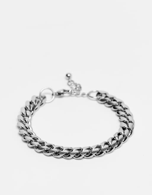 ASOS DESIGN waterproof stainless steel chunky chain bracelet in silver ...