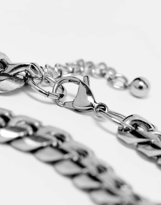 ASOS DESIGN waterproof stainless steel chunky chain bracelet in silver ...