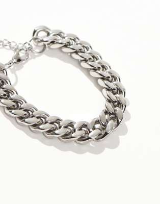 ASOS DESIGN waterproof stainless steel chunky chain bracelet in silver ...