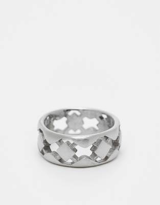 ASOS DESIGN waterproof stainless steel cut out pattern band ring in ...