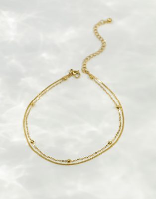 ASOS DESIGN waterproof stainless steel multirow anklet with dot dash design | ASOS