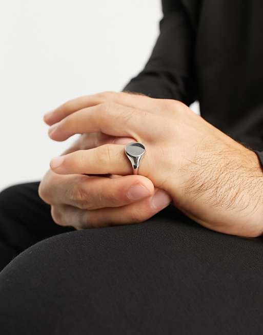 ASOS DESIGN waterproof stainless steel pinky ring in silver ASOS DESIGN waterproof stainless steel pinky ring in silver