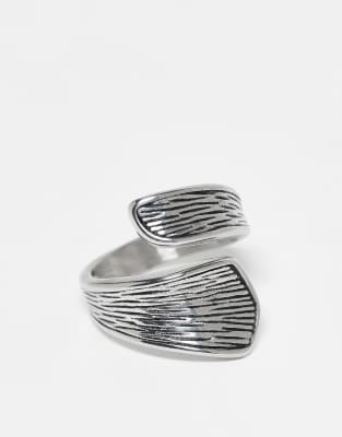 ASOS DESIGN waterproof stainless steel ridge textured wrap ring in ...