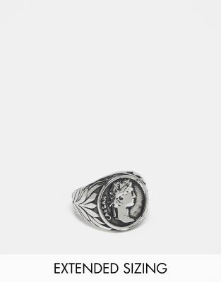 ASOS DESIGN waterproof stainless steel signet ring with Caesar in ...