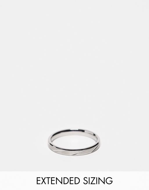ASOS DESIGN waterproof stainless steel skinny band ring with brushed ...