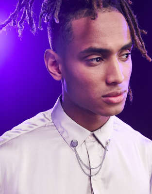 ASOS DESIGN wedding collar tips with hexagonal embossed edge in silver ...