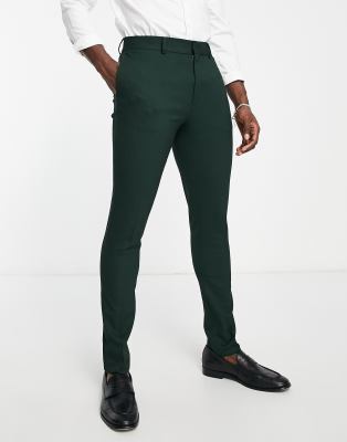 ASOS DESIGN Wedding - Skinny pantalon met microtextuur in bosgroen | ASOS