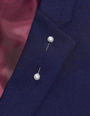 ASOS DESIGN wedding suit pin with pearl detail in silver tone | ASOS