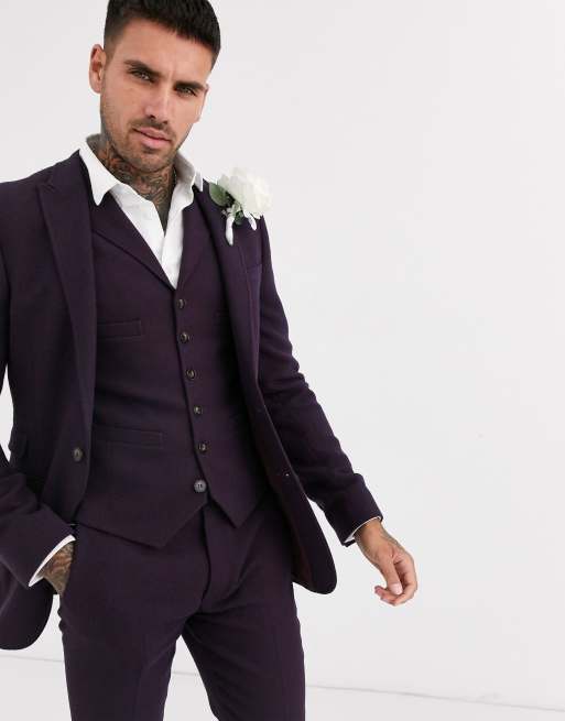 Asos Design Wedding Super Skinny Suit Jacket In Wool Mix Twill In