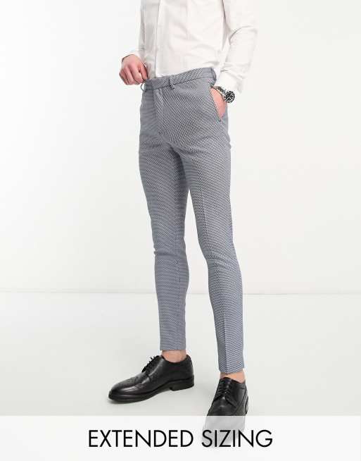 Asos Design Wedding Super Skinny Suit Pants In Birdseye Texture In Navy