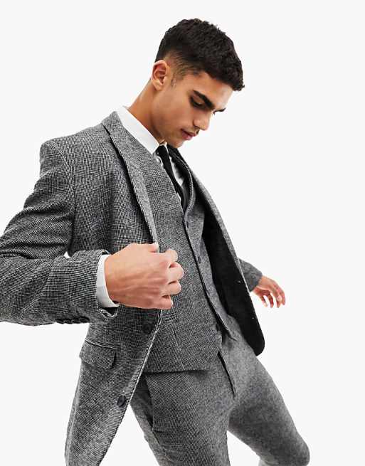 ASOS DESIGN wedding super skinny wool mix suit jacket in monochrome ... ASOS DESIGN wedding super skinny wool mix suit jacket in monochrome ...
