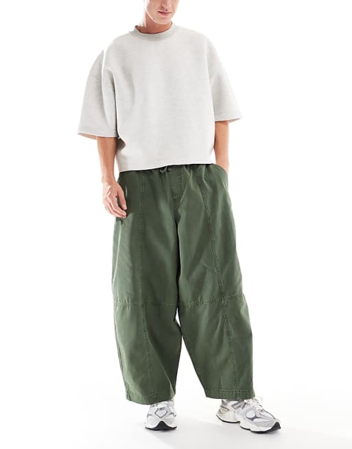ASOS DESIGN wide balloon fit trousers in dark green | ASOS ASOS DESIGN wide balloon fit trousers in dark green | ASOS