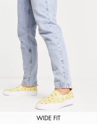 ASOS DESIGN Wide Fit Dotty slip on plimsolls in ditsy floral print | ASOS
