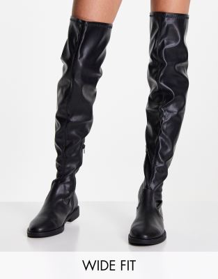 Asos Design Wide Fit Kalani Over The Knee Boots In Black | ModeSens