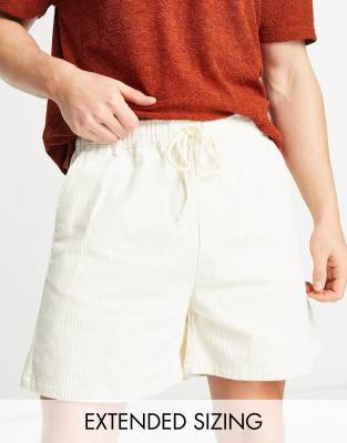 ASOS DESIGN wide fit shorts in off white cord | ASOS