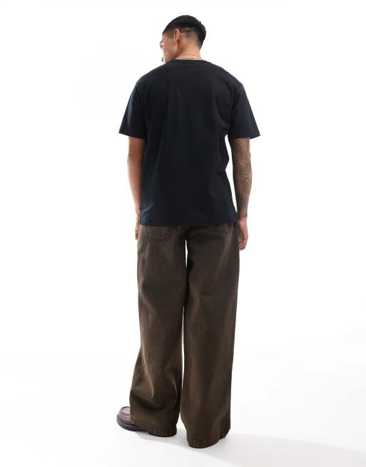 ASOS DESIGN wide hem baggy jeans in brown wash | ASOS