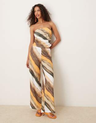 ASOS DESIGN wide leg crinkle pants in abstract print -set | ASOS