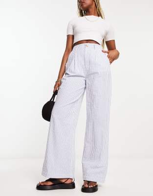 ASOS DESIGN wide leg dad pants in blue stripe | ASOS