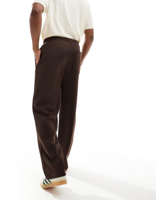 ASOS DESIGN wide leg scuba trackies in brown | ASOS
