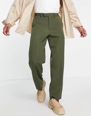 ASOS DESIGN wide leg smart pants in forest green | ASOS